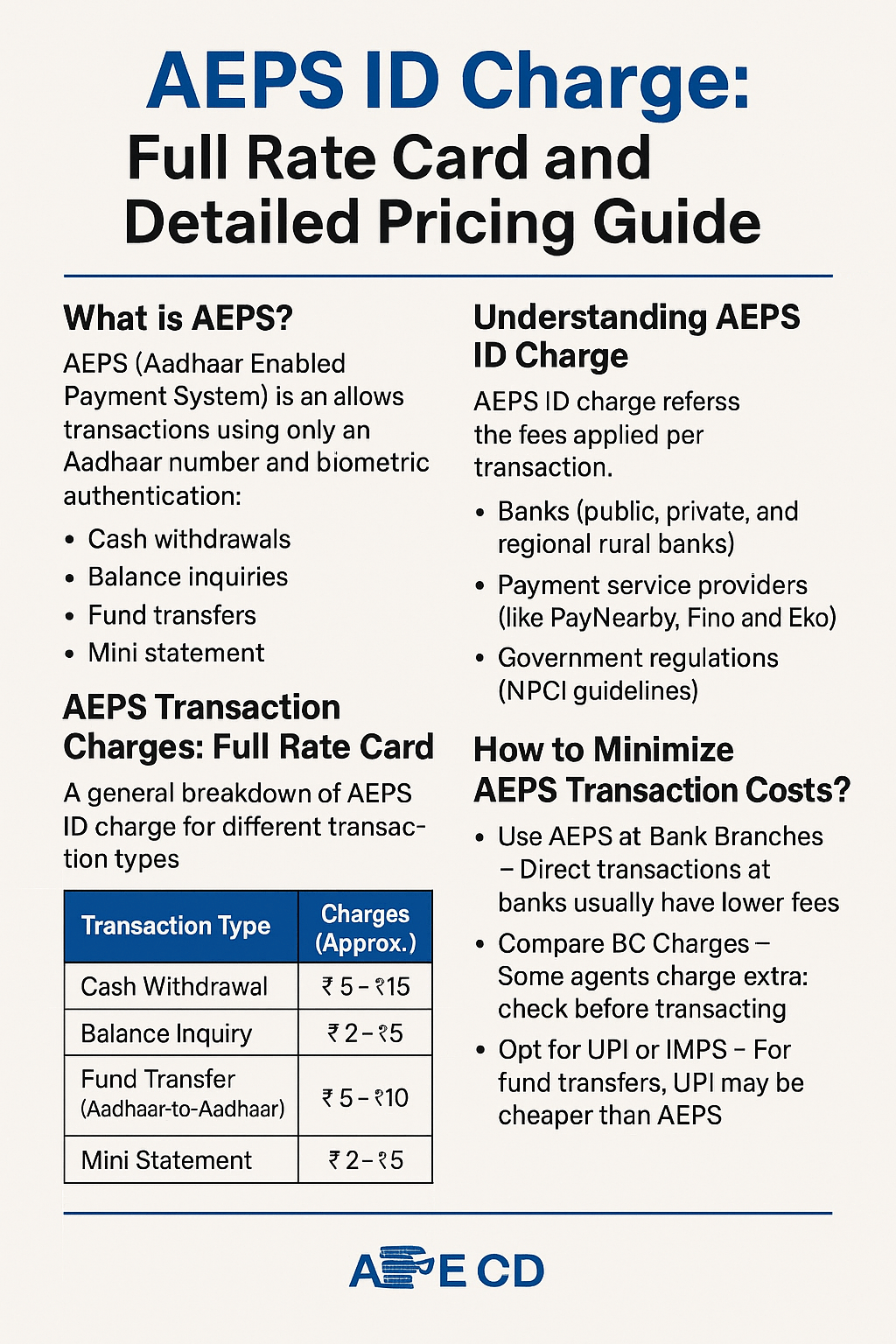 AEPS ID Charge: Full Rate Card and Detailed Pricing Guide - Aeps Seva Blog