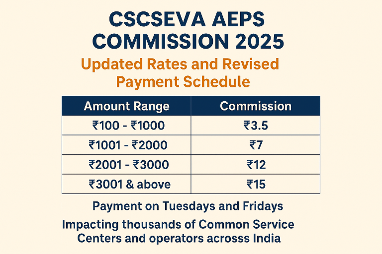 CSCSEVA AEPS Commission 2025: New Rate List and Payment Schedule ...