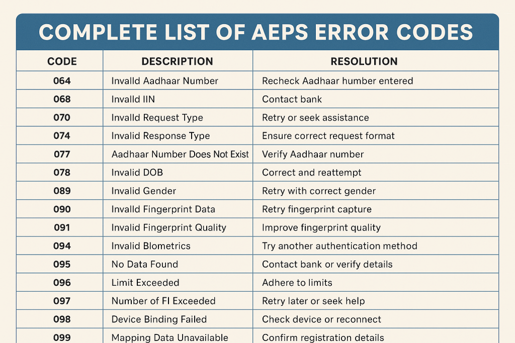 AEPS Error Codes: The Ultimate Guide to Understanding Transaction ...
